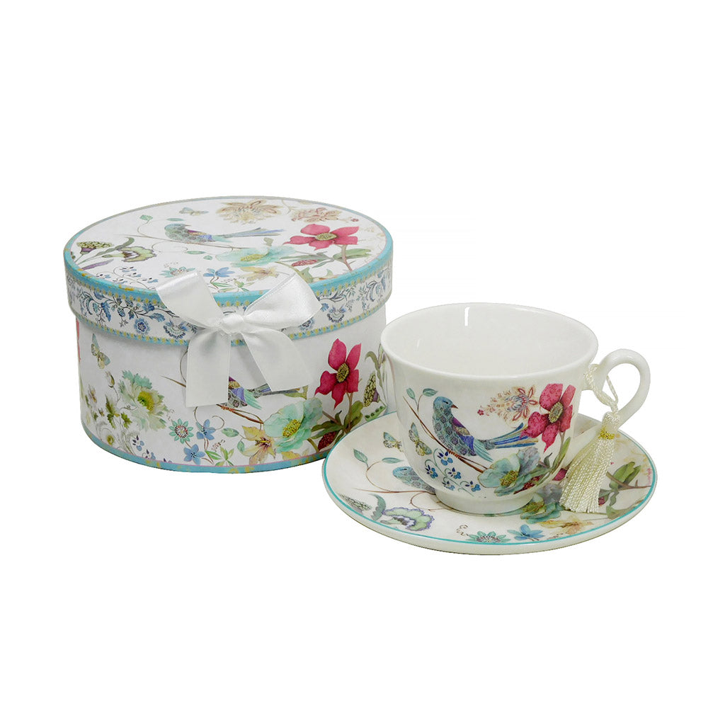Tea Cup and Saucer in a Gift Box - Bird – Rhinoceros Accessories